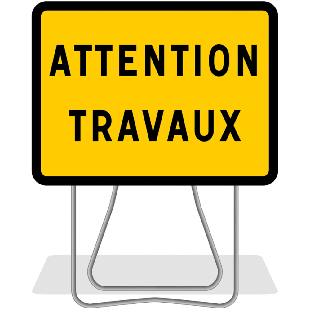 PANNEAU DE SIGNALISATION KC1 ATTENTION TRAVAUX 800X600MM CLA...