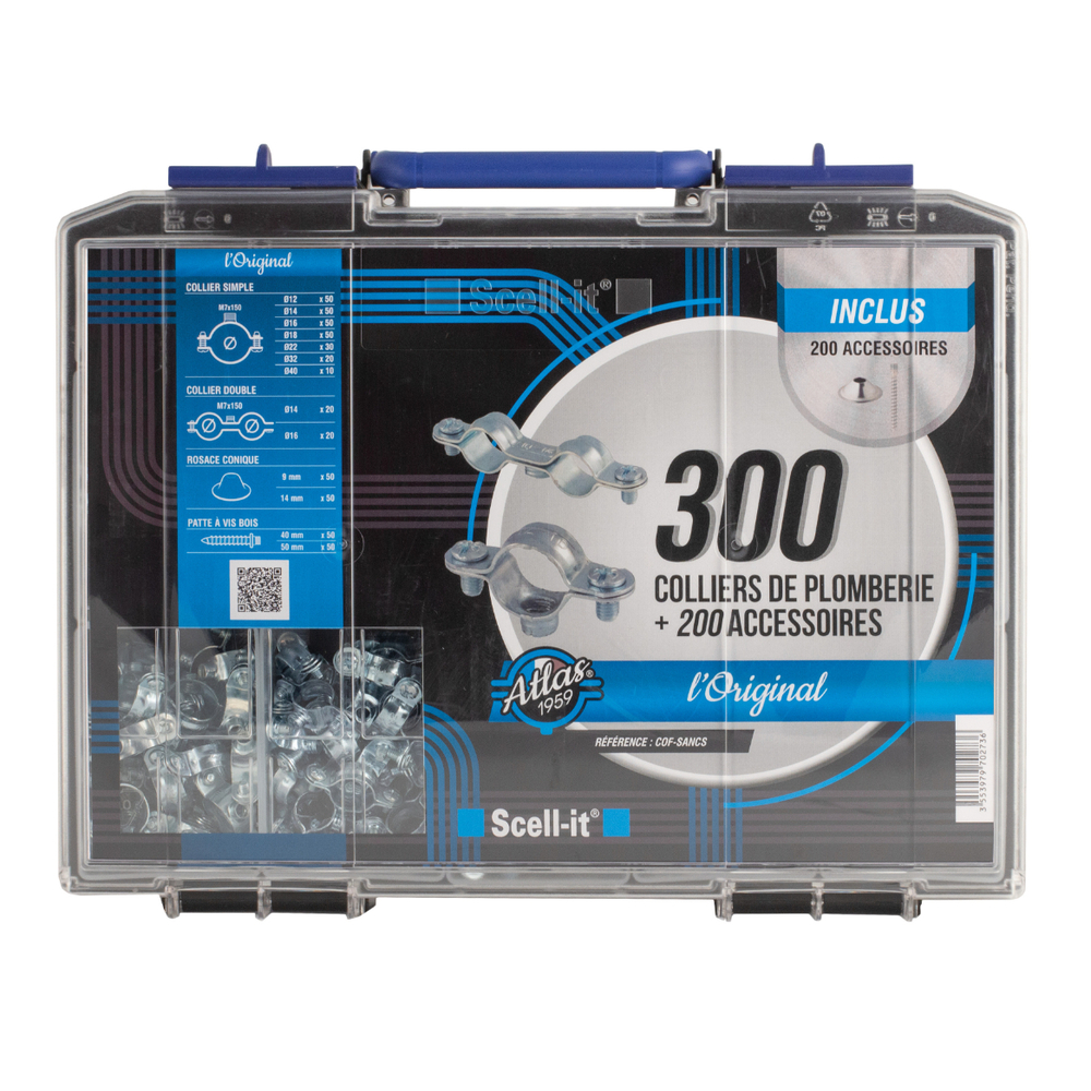 Coffret de 300 colliers de plomberie standards - SCELL-IT