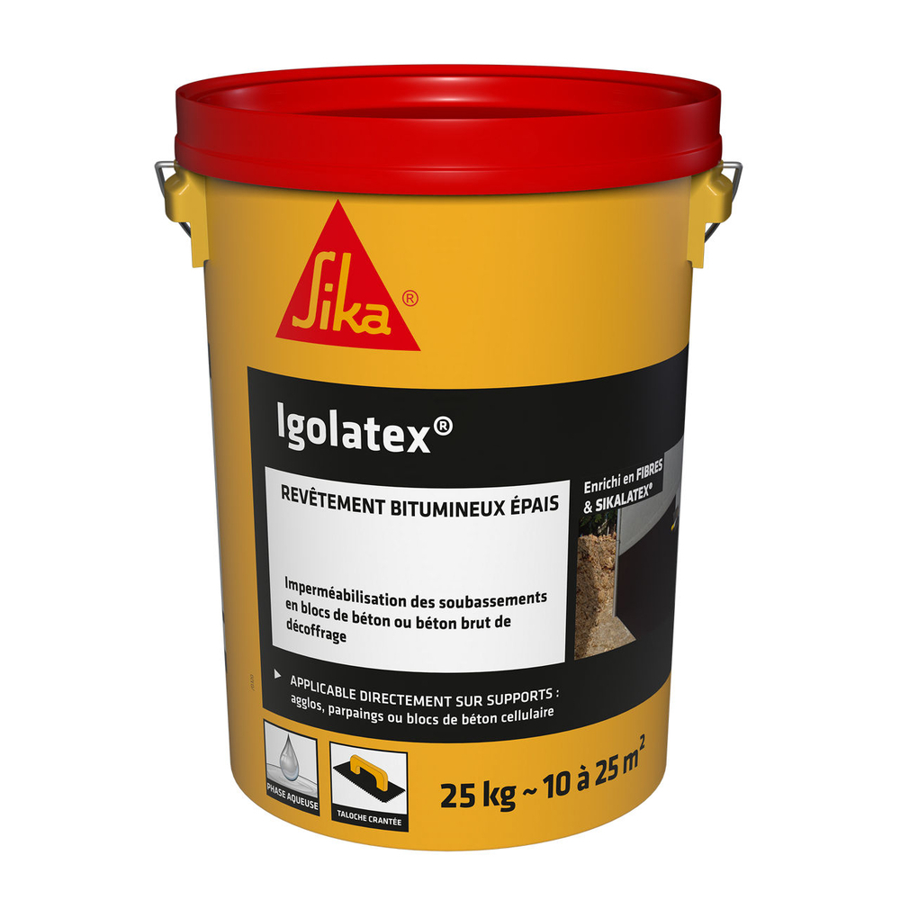 SEAU DE 25KG REVÊTEMENT BITUMEUX ÉPAIS D'IGOLATEX - SIKA