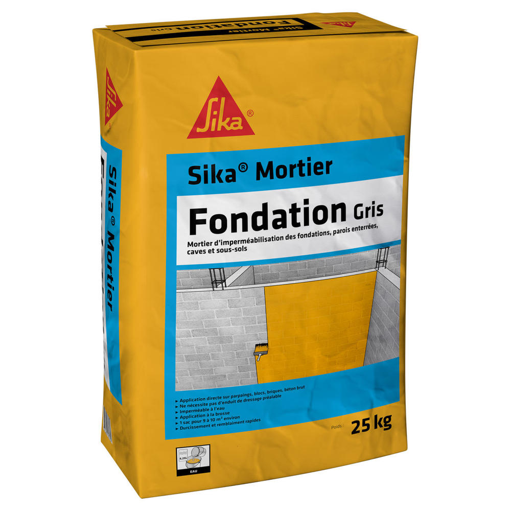 ENDUIT HYDROFUGE - SAC DE 25KG SIKA MORTIER FONDATION - SIKA...