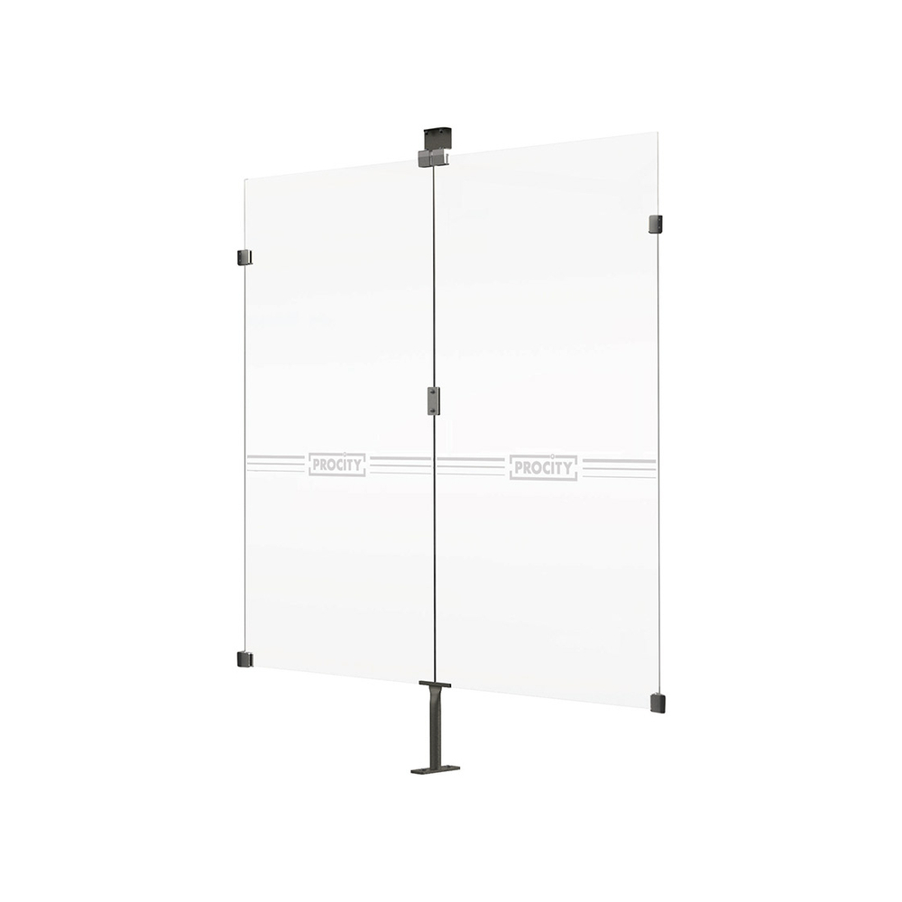 Bardage latéral en verre sécurisé RAL7044 - Pieds réglab...