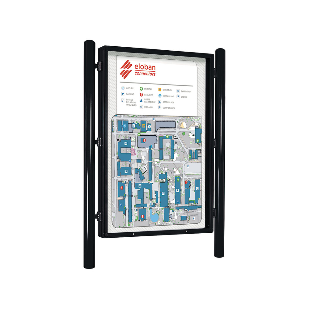 Panneau-vitrine Carrefour RAL9005 - Simple face - 1860x1310m...